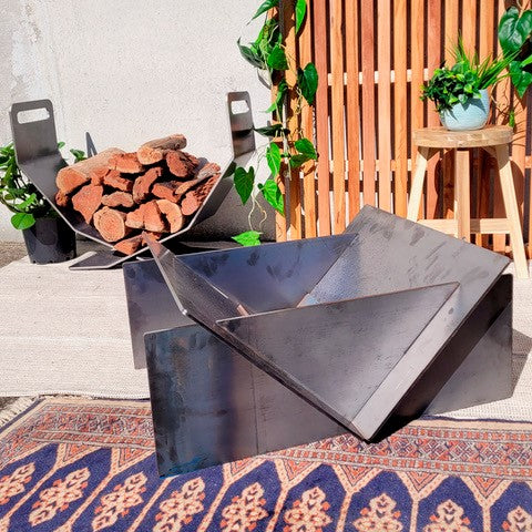 Firewood Stacker & Fire Pit Combo – Metal Trend